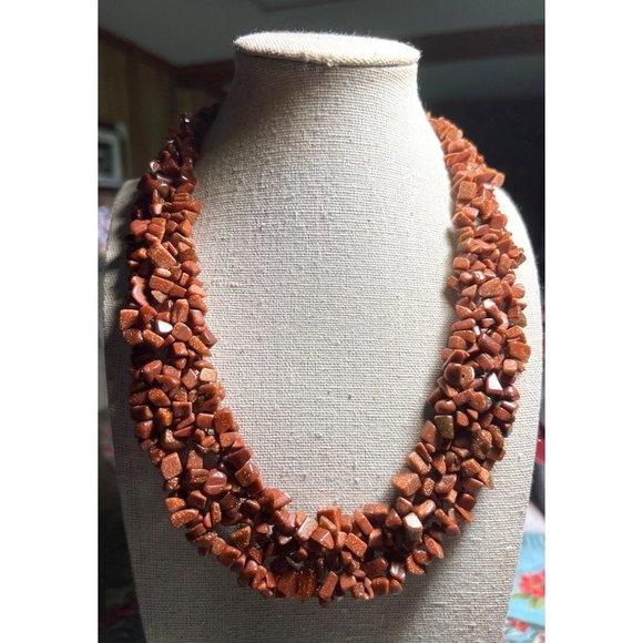 Artisan | Jewelry | Goldstone Nugget And Chip Necklace 8 | Poshmark